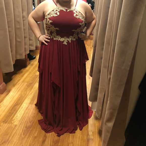 Eureka | Dresses | Burgundy And Gold Plus Size Prom Dress | Poshmark
